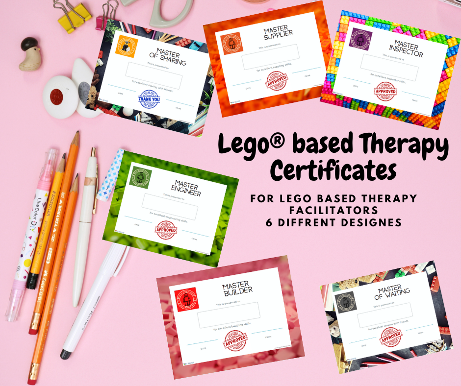 Lego® based Therapy Six Certificates Templates