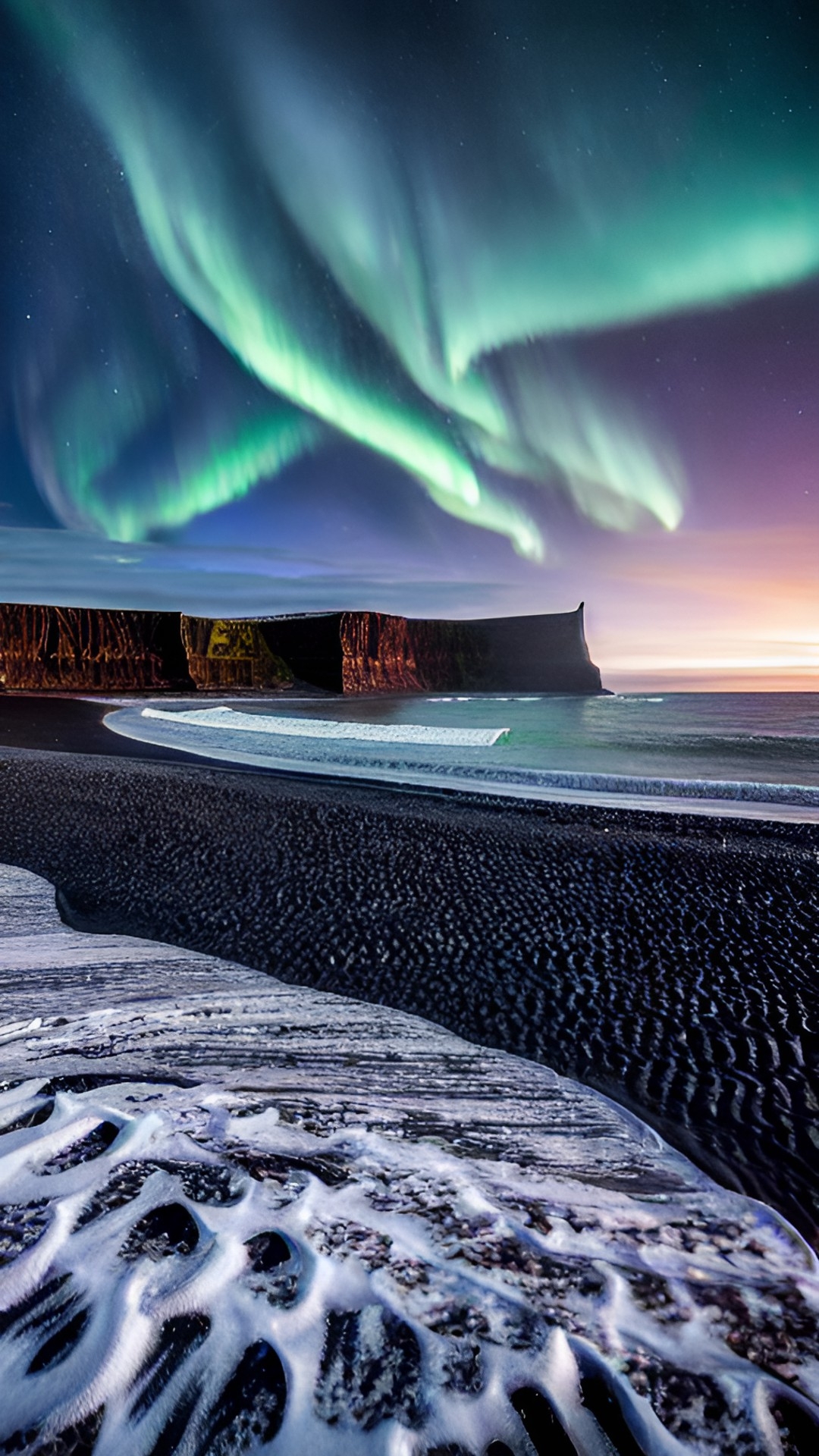 Chasing the Northern Lights at Iceland's Black Sand Beach