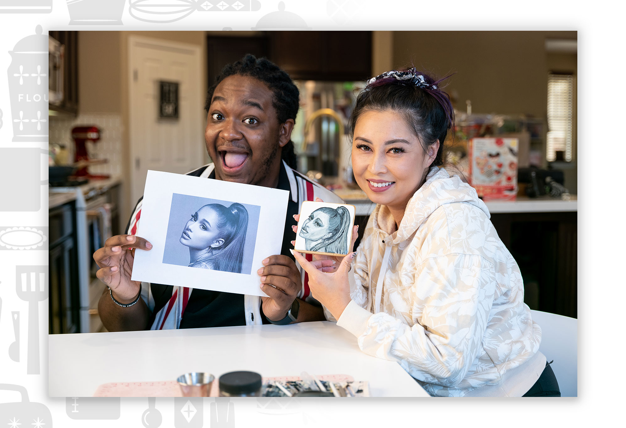 Painted Black and White Portrait Cookie Course