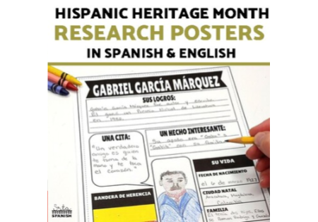 Hispanic Heritage Month Project Research Poster SPANISH AND ENGLISH
