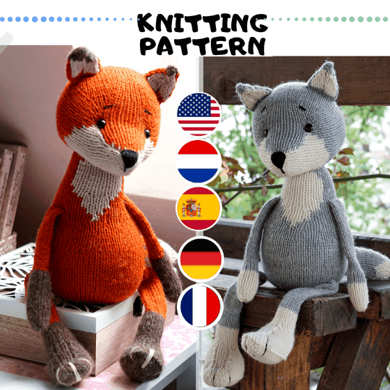 Knitting Toy Pattern + Videos - Mr. Fox and Mr. Wolf Toys by Polushkabunny