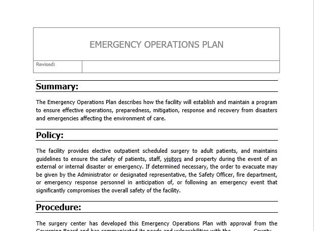 Operations Plan Example