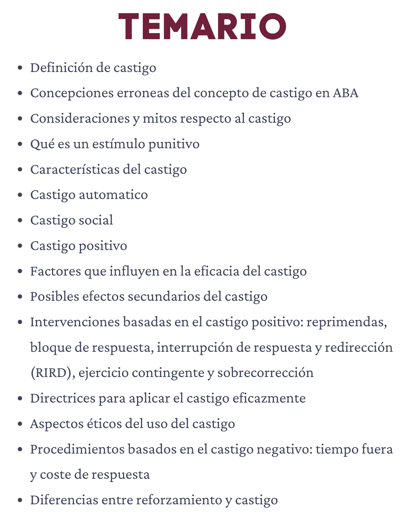 Principios de ABA: Castigo