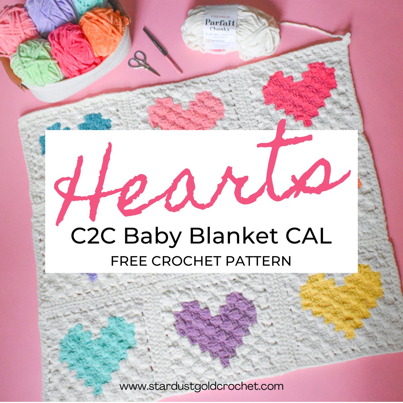 Hearts Plushie Crochet Baby Blanket