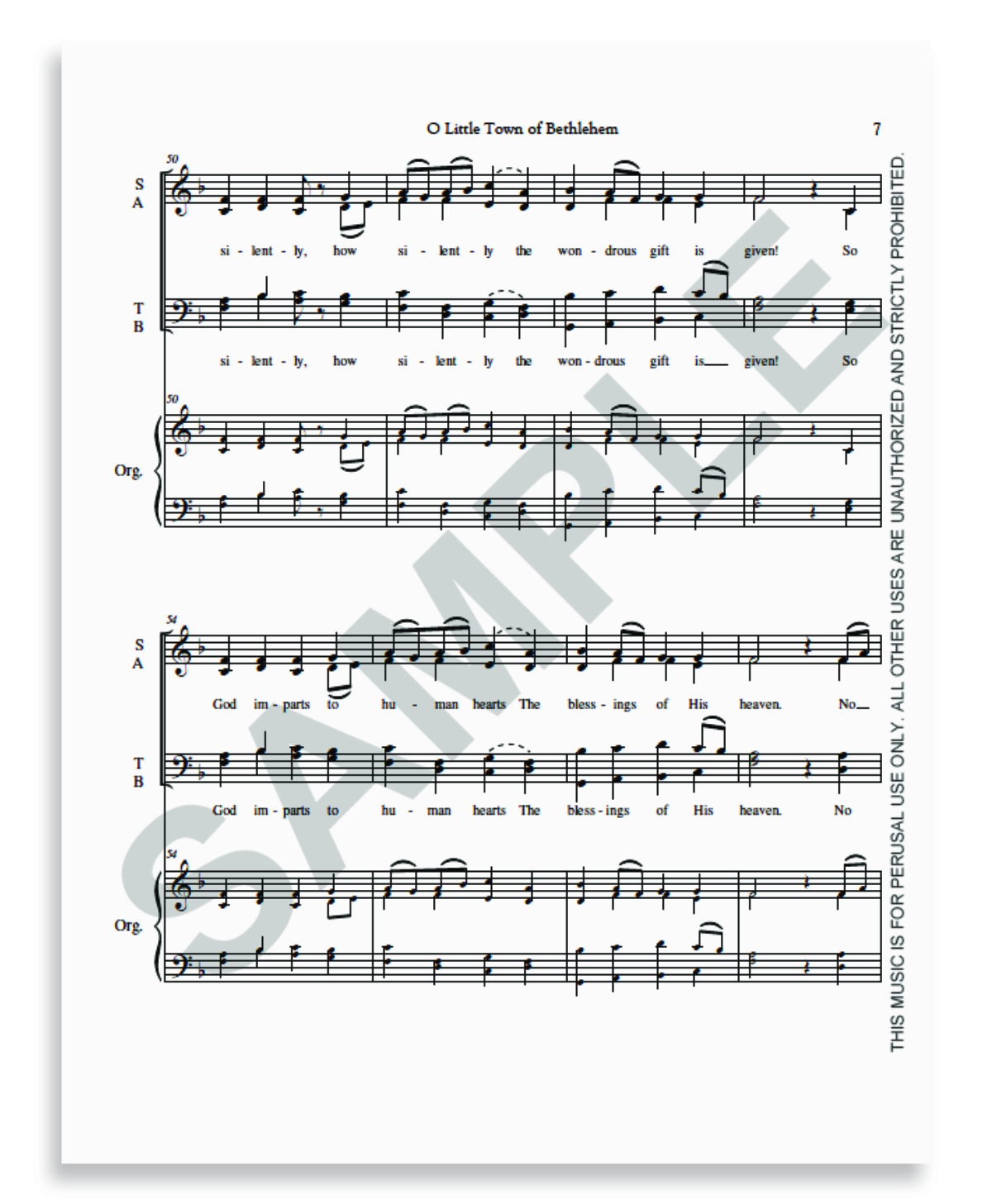 O Little Town of Bethlehem (Choral Score)