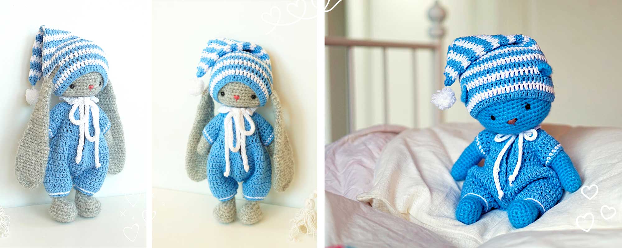 Crochet Bedtime Outfit Pattern for 10 inches toys
