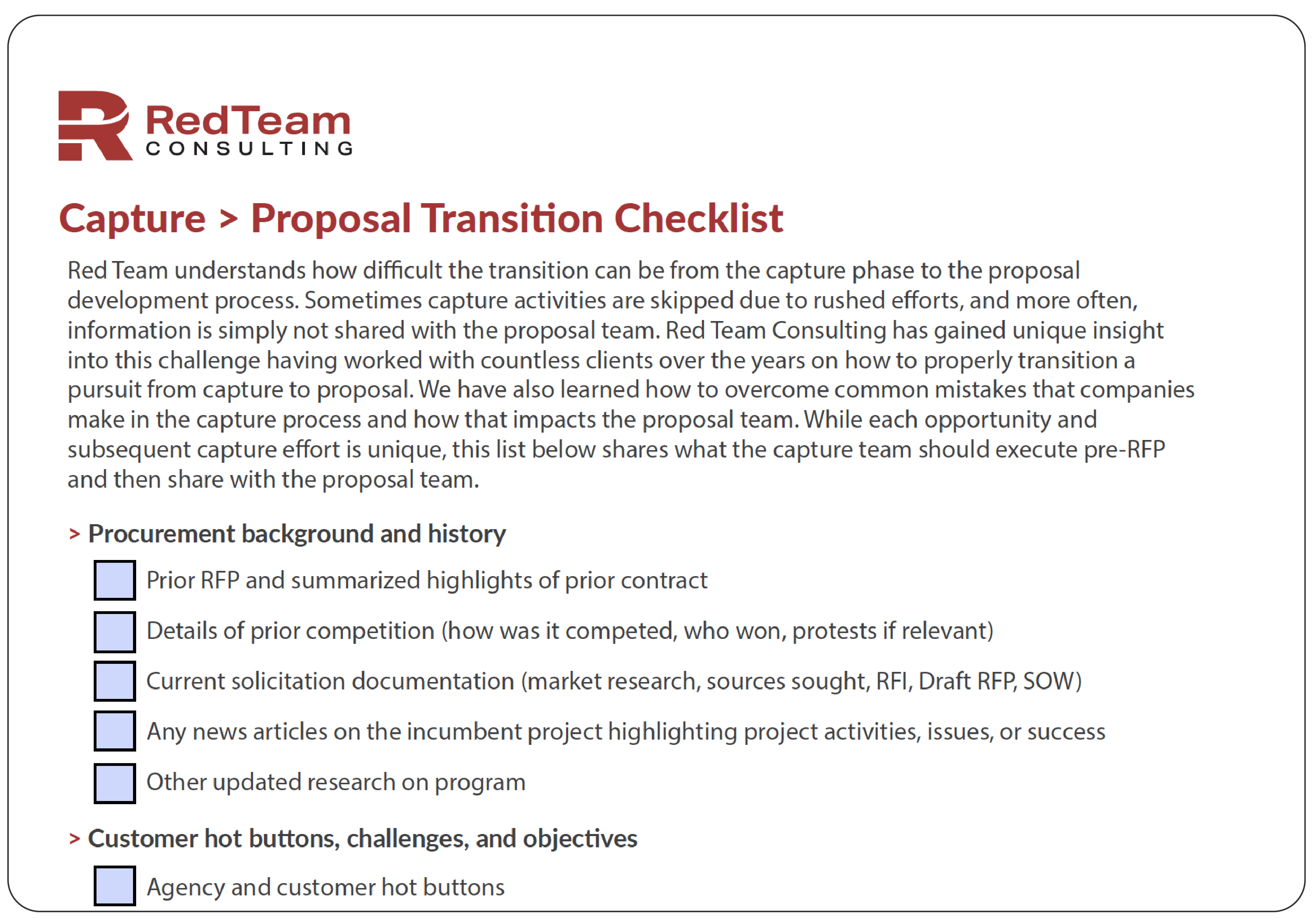How to Transition from Capture to Proposal