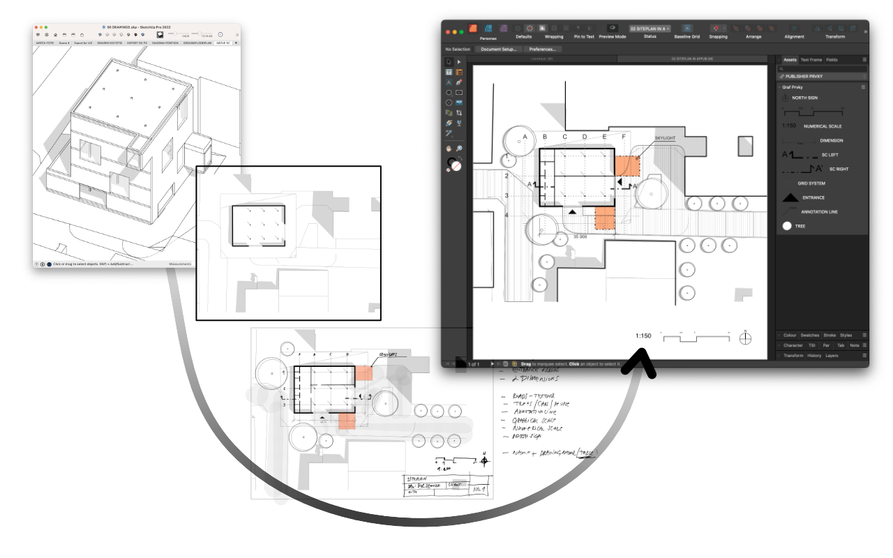 Technical Drawing - GroundFloor Plan / SketchUp + Affinity Publisher