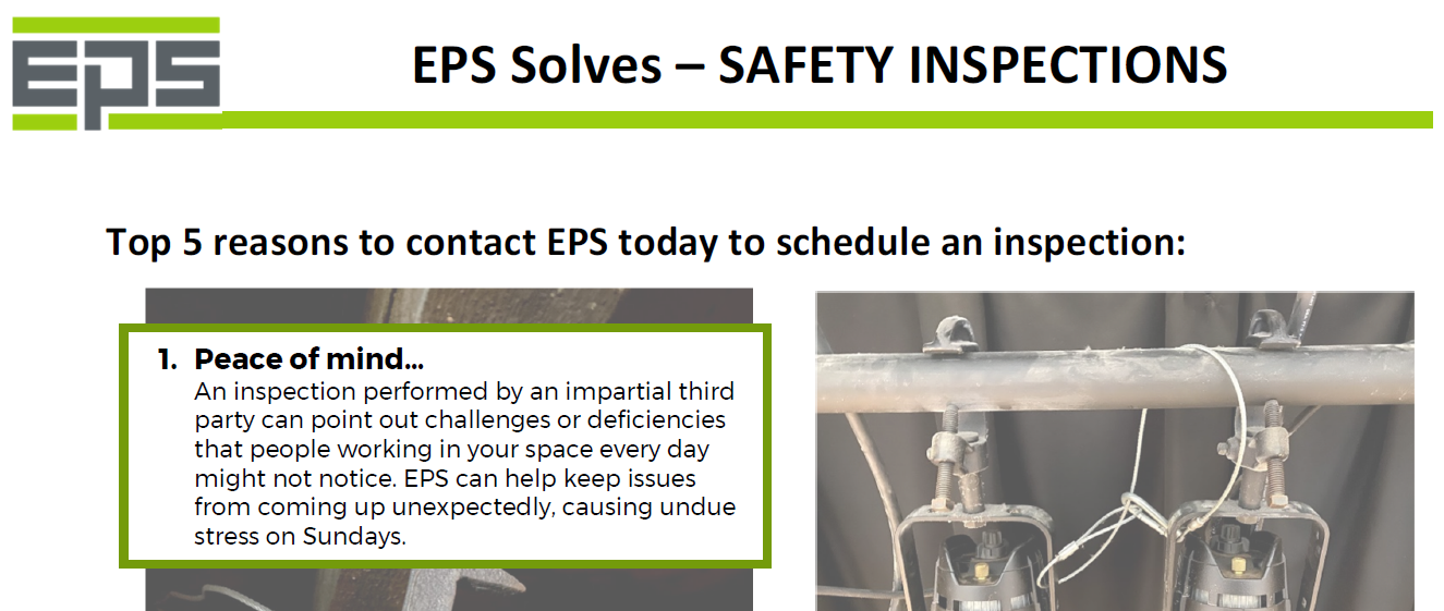Top 5 reasons to contact EPS today to schedule an inspection