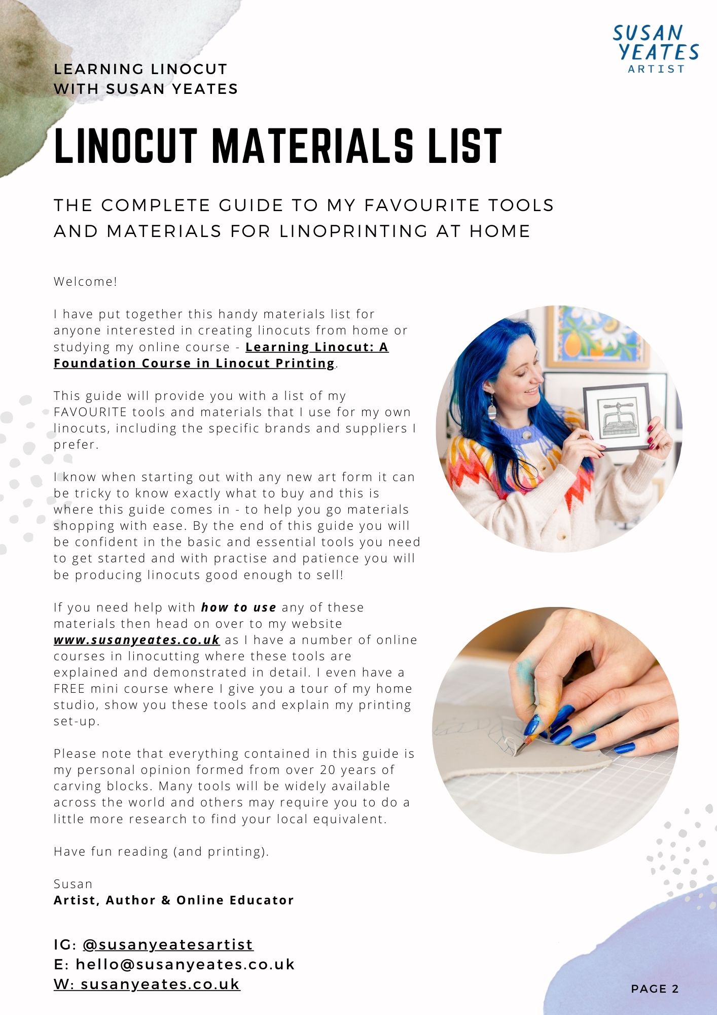 Linocut Materials List