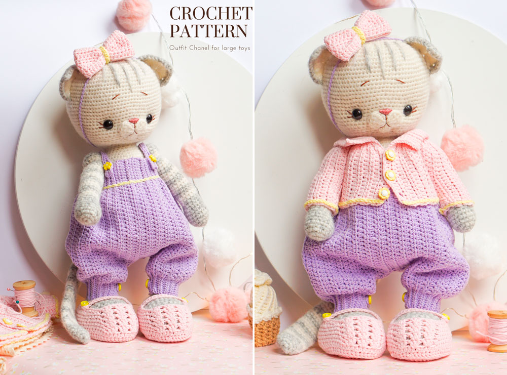 Crochet Toy Clothes Pattern - Outfit "Chanel" for large toys