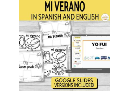 El Verano Summer Writing Activity in Spanish and English