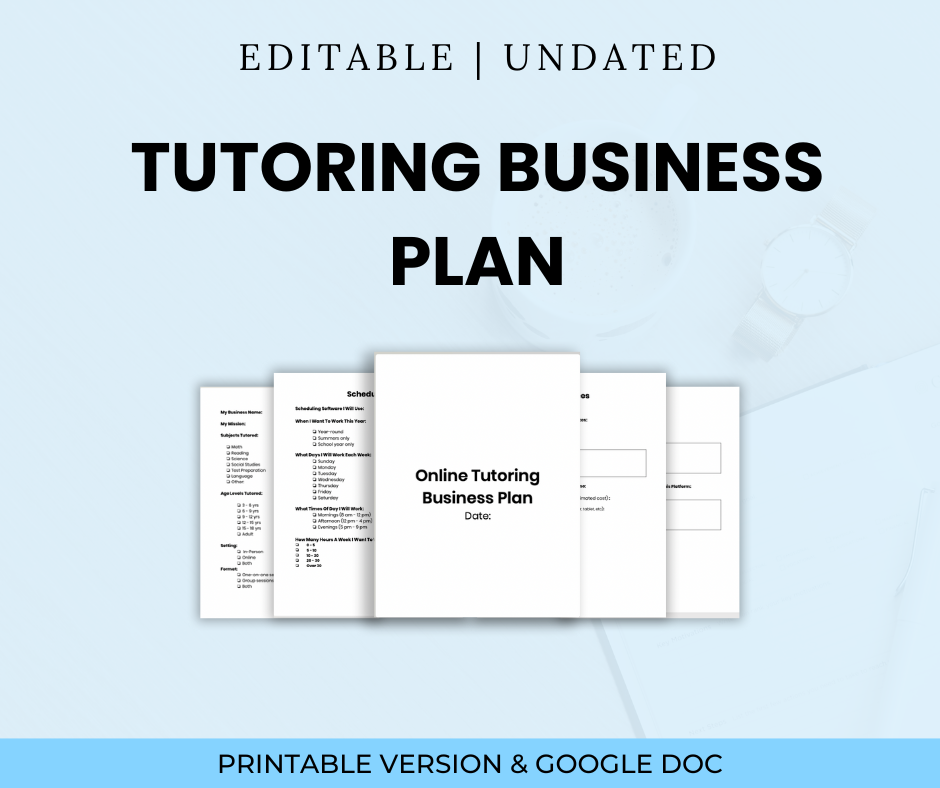 Tutoring Business Plan PDF