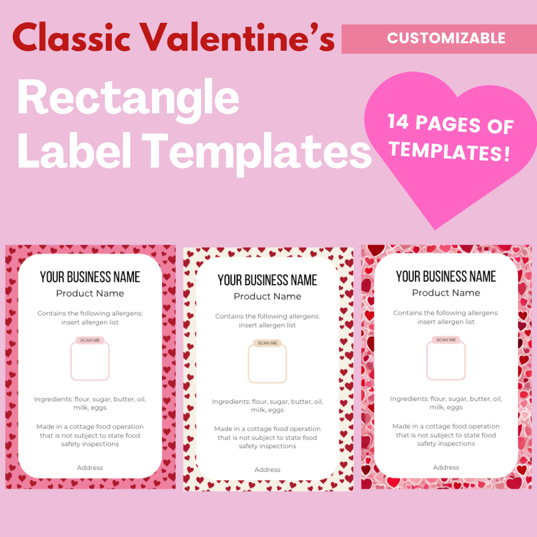 Classic Valentine's Rectangle Label Templates