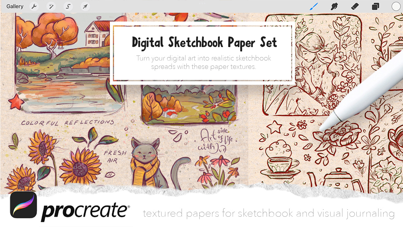 Digital Sketchbook Paper Set for Procreate