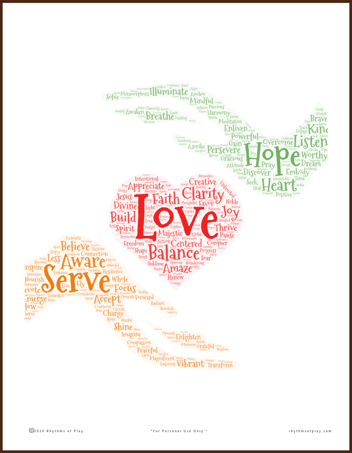 Heart and Hands Word Art Print