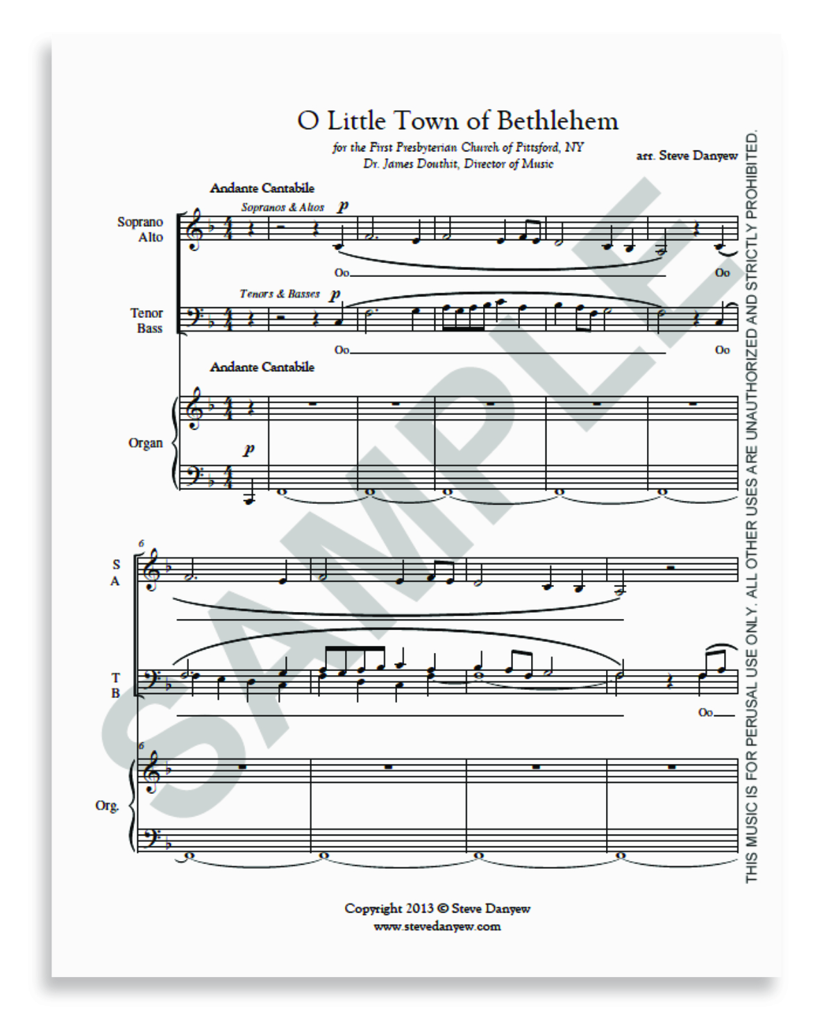 O Little Town of Bethlehem (Choral Score)