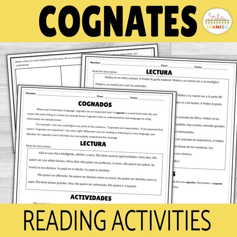 Spanish Cognates Reading Activities with Digital Version