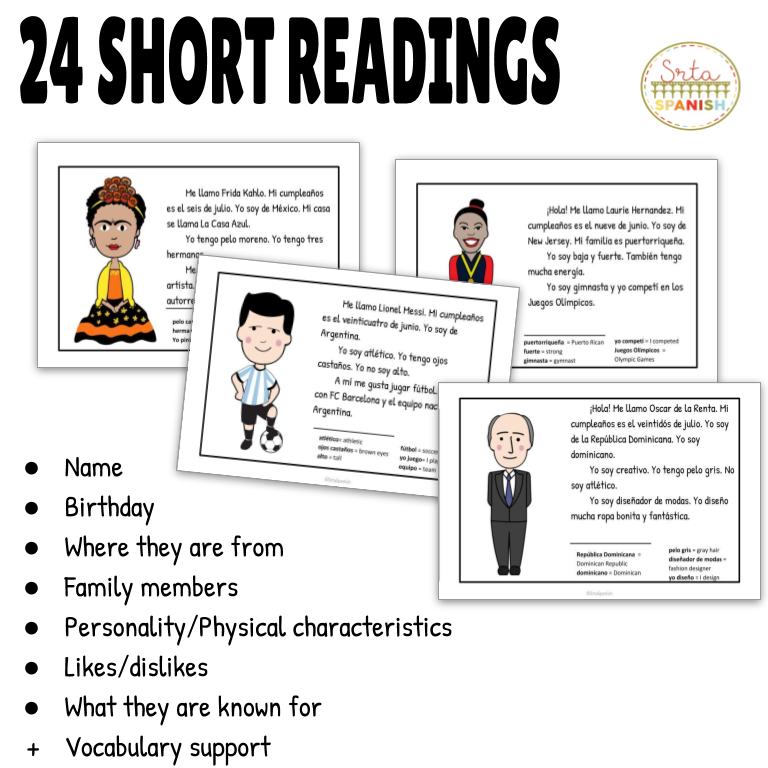 Introductions and Personal Descriptions in Spanish Gente Famosa Readings