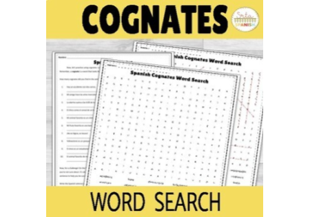 Spanish Cognates Word Search with Digital Version