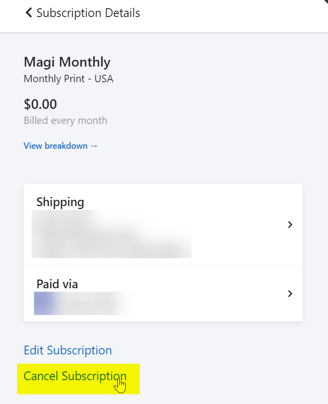 Cancel your subscription