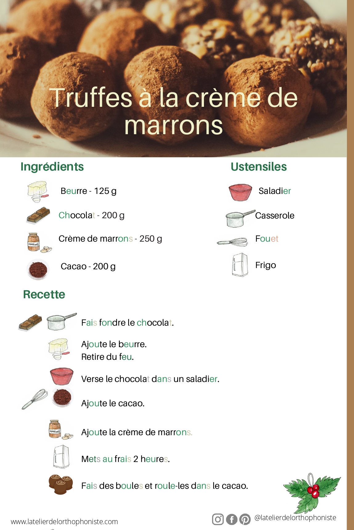 Fiches de recettes