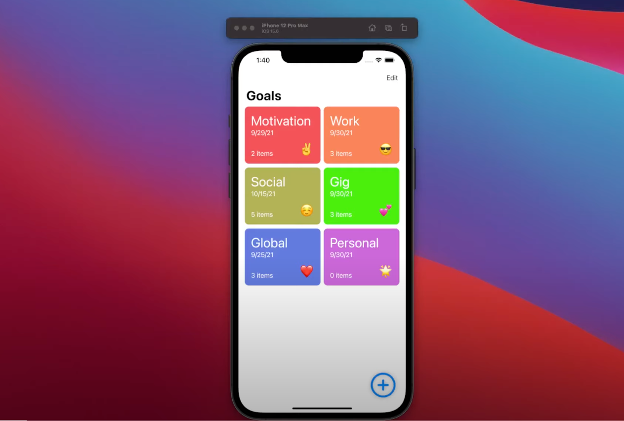 Goals App: SwiftUI 3, iOS 15, Protocols, MVVM, Firebase