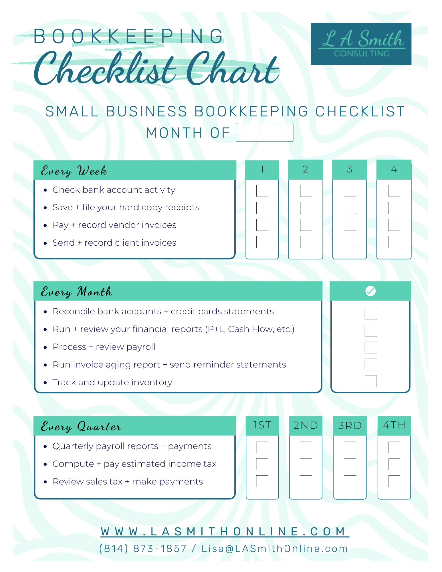 LEAD MAGNET TEMPLATE: Bookkeeping Checklist Chart LEAD MAGNET TEMPLATE: Bookkeeping Checklist Chart