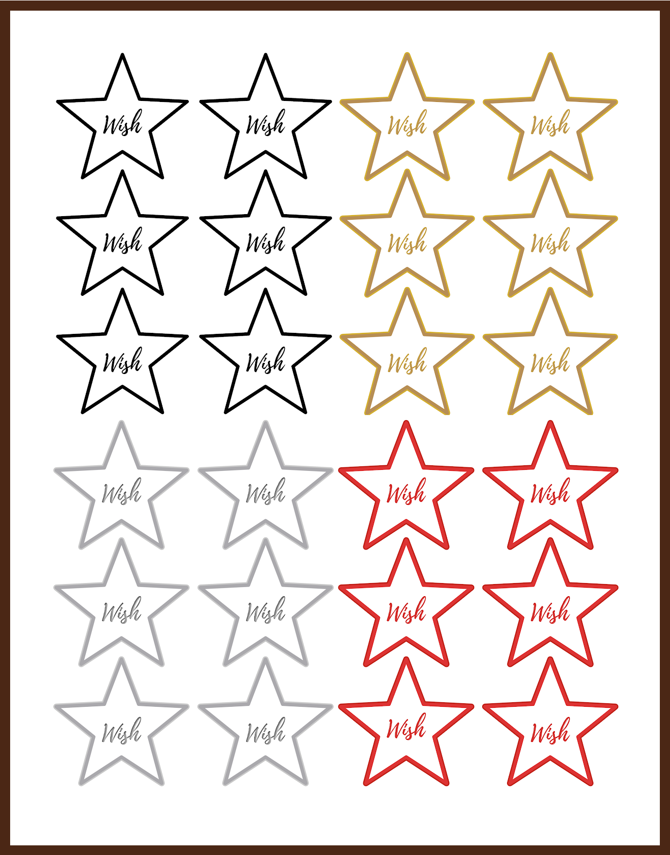 Star Wish Tree Ornaments Printable Set