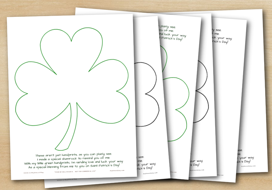 Shamrock Handprint Art Template with Poem