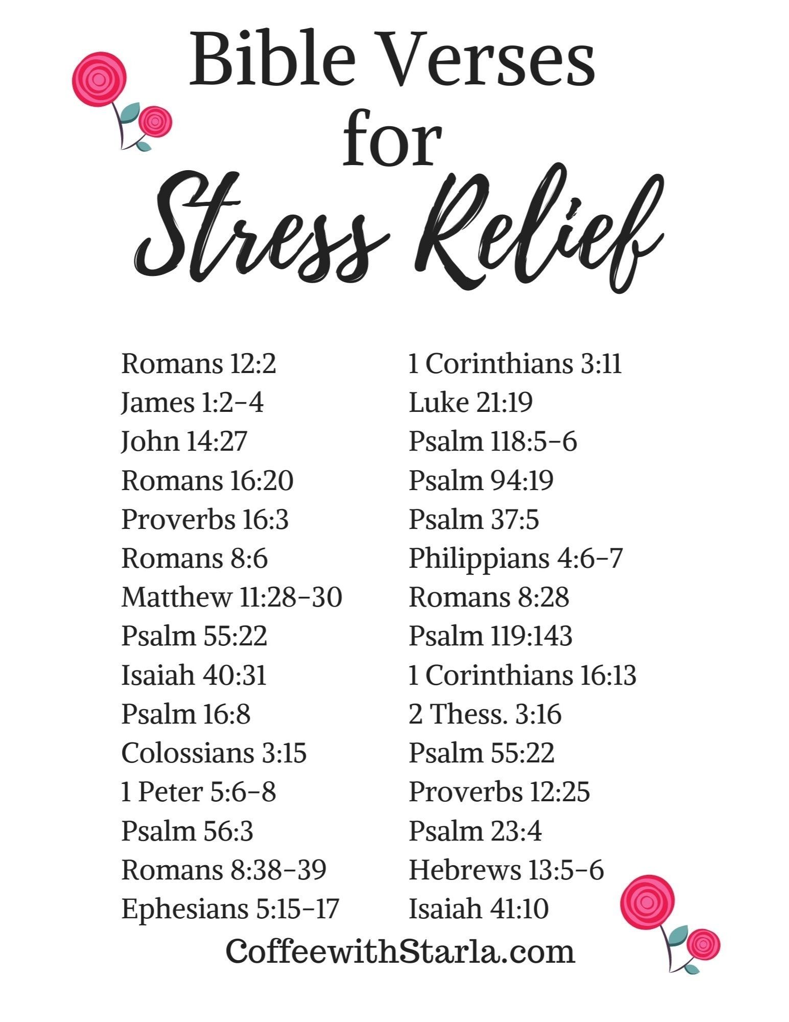 Bible Verses for Stress Printable