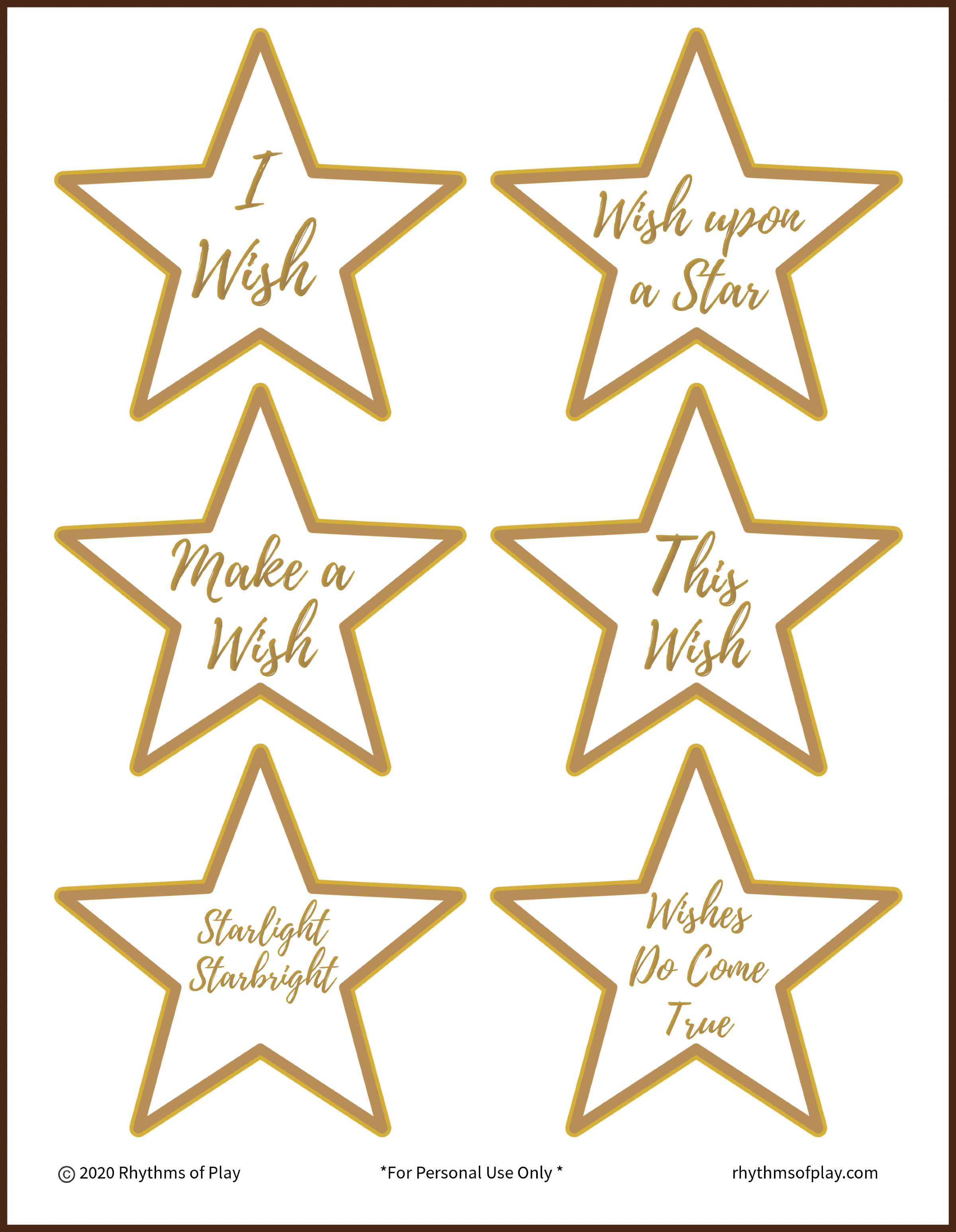 Star Wish Tree Ornaments Printable Set