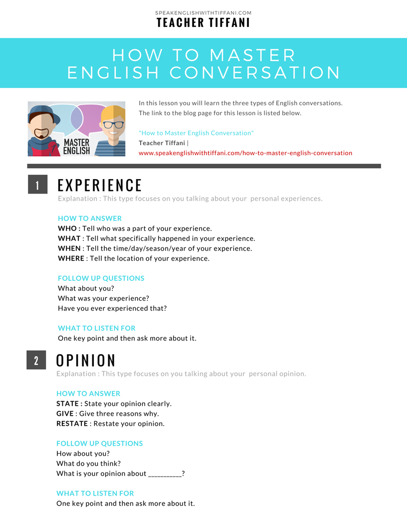 FREE PDF | How to master English conversation