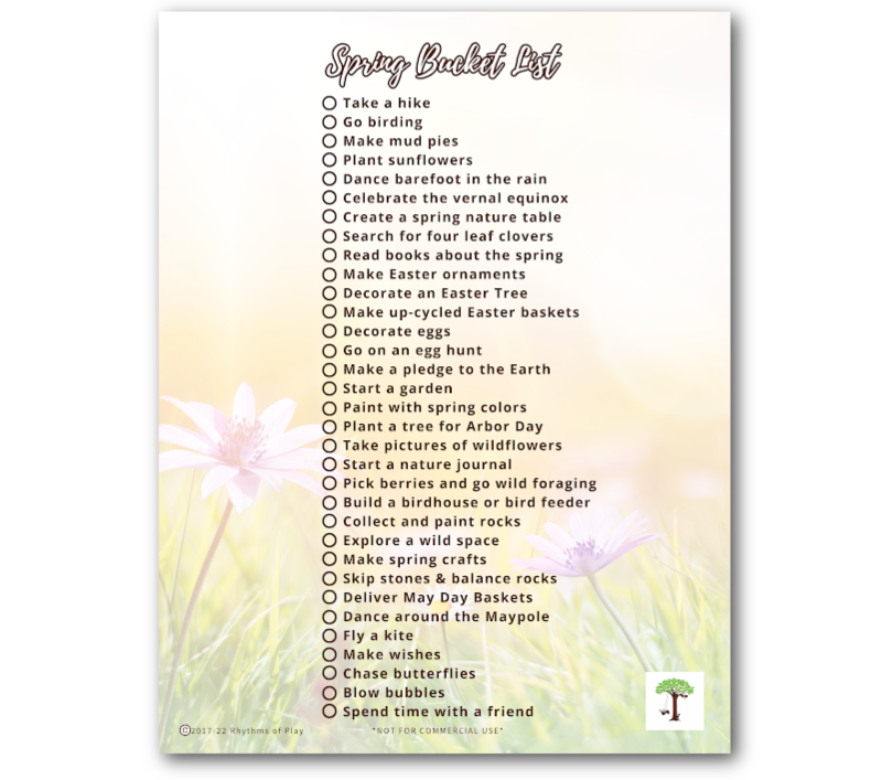 Spring Bucket List Printable