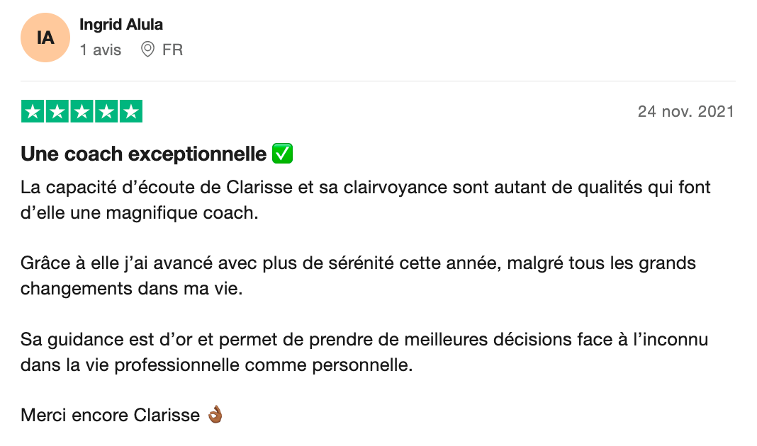 Coaching privé avec Clarisse LIBENE