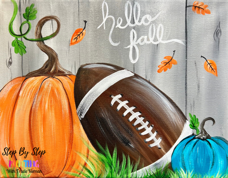 "Hello Fall With Football" - Acrylic Painting Tutorial