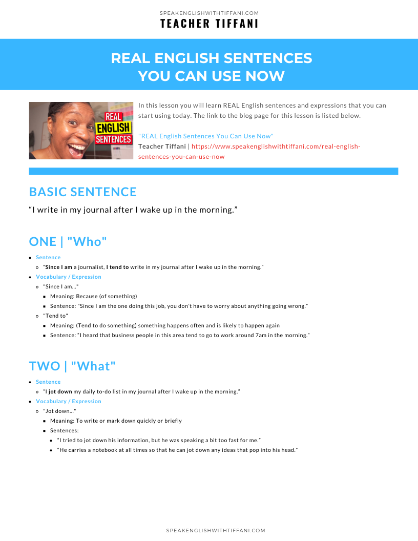 FREE PDF | REAL English Sentences You Can Use Now