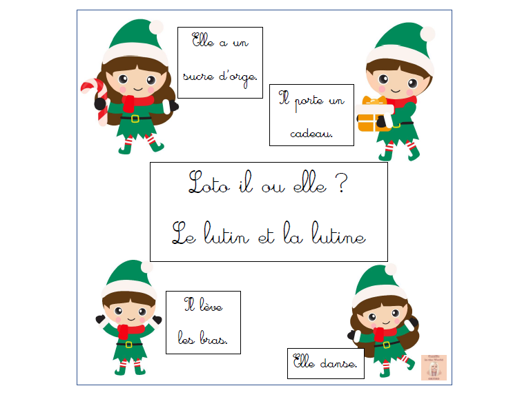 Loto il ou elle ? Le lutin et la lutine - Petites phrases à l'oral ou ...