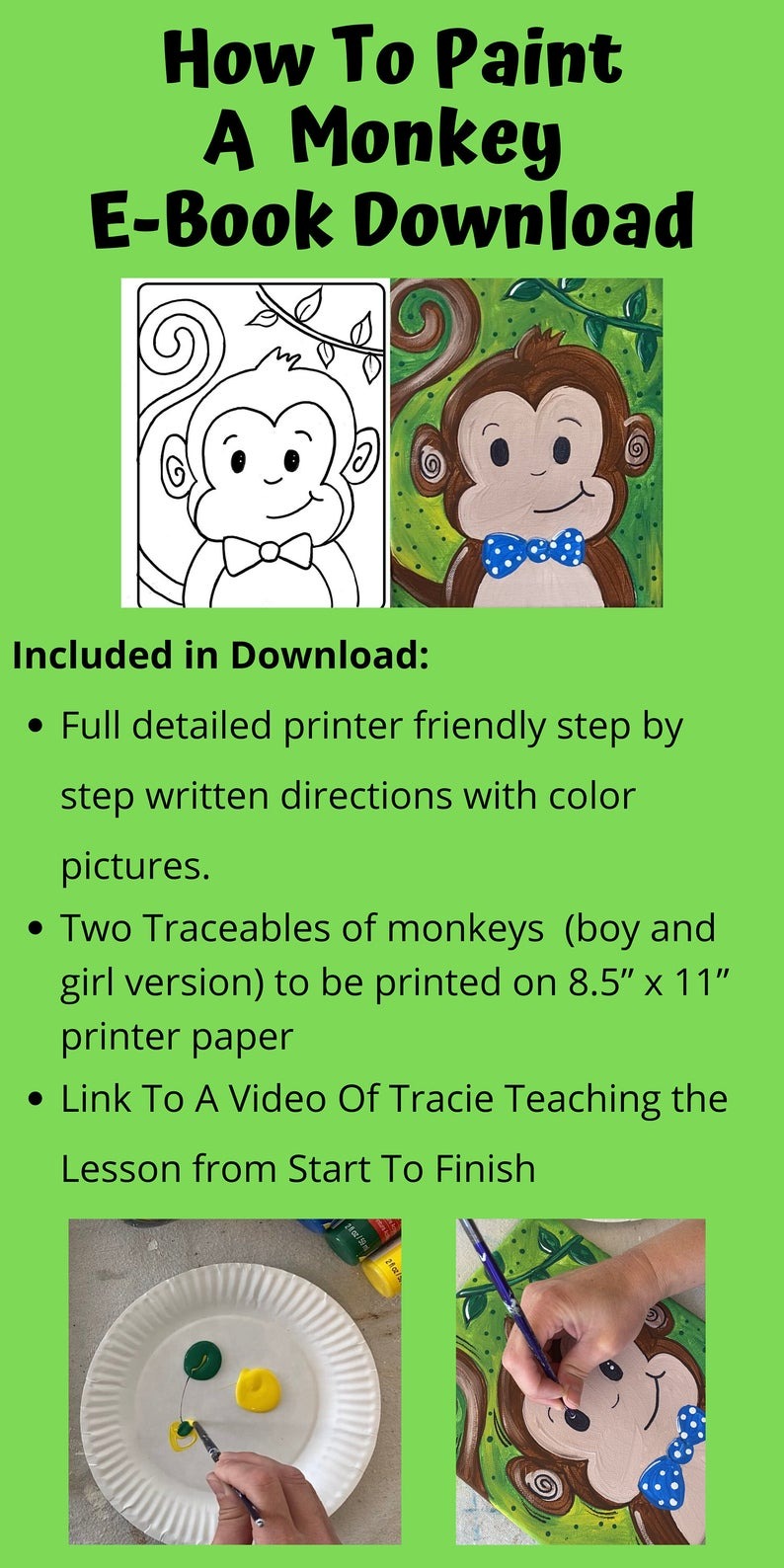 Cute Monkey - Acrylic Painting Tutorial Download