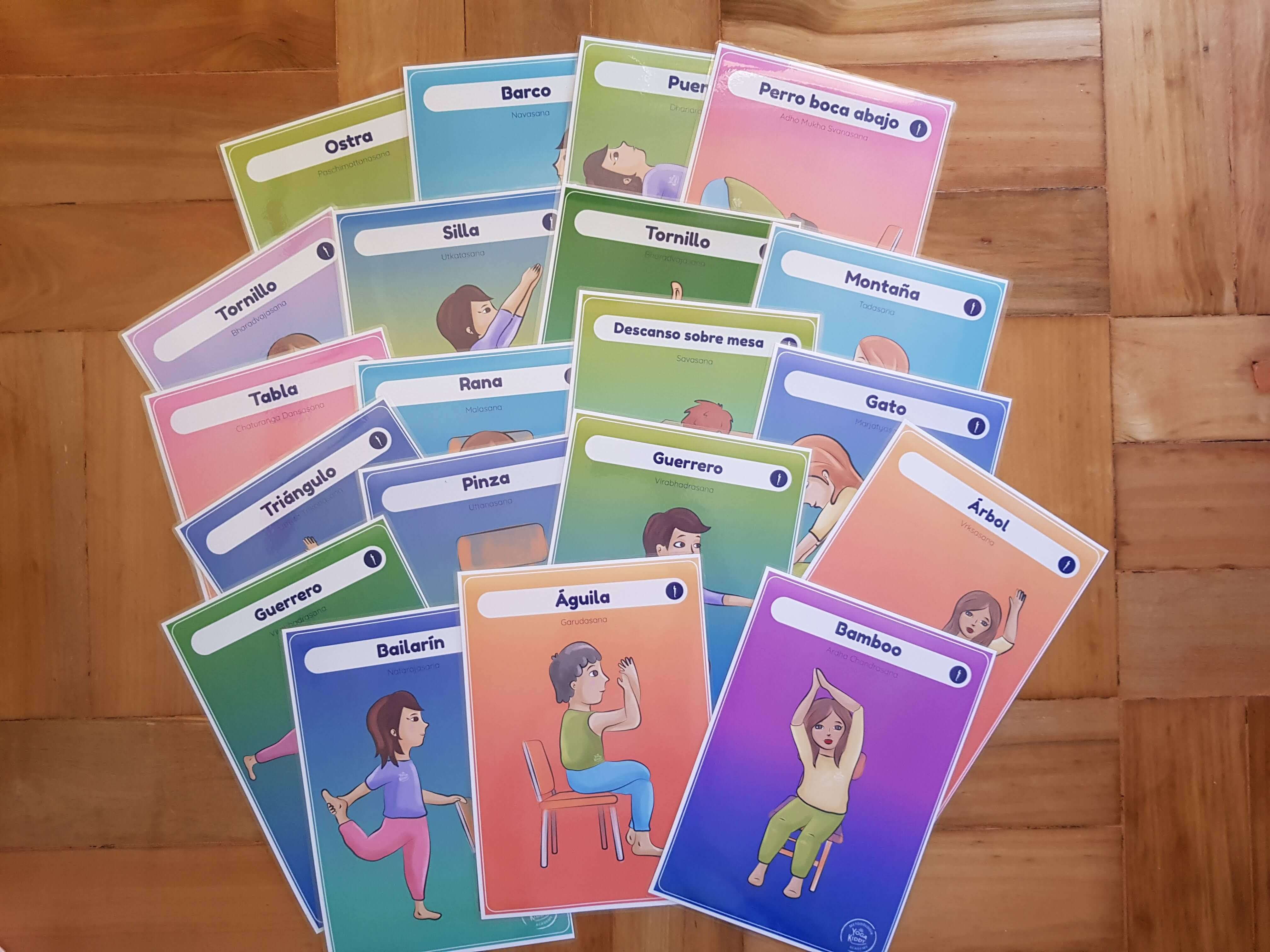 20 Cartas de Yoga para el Aula (versión Colores)
