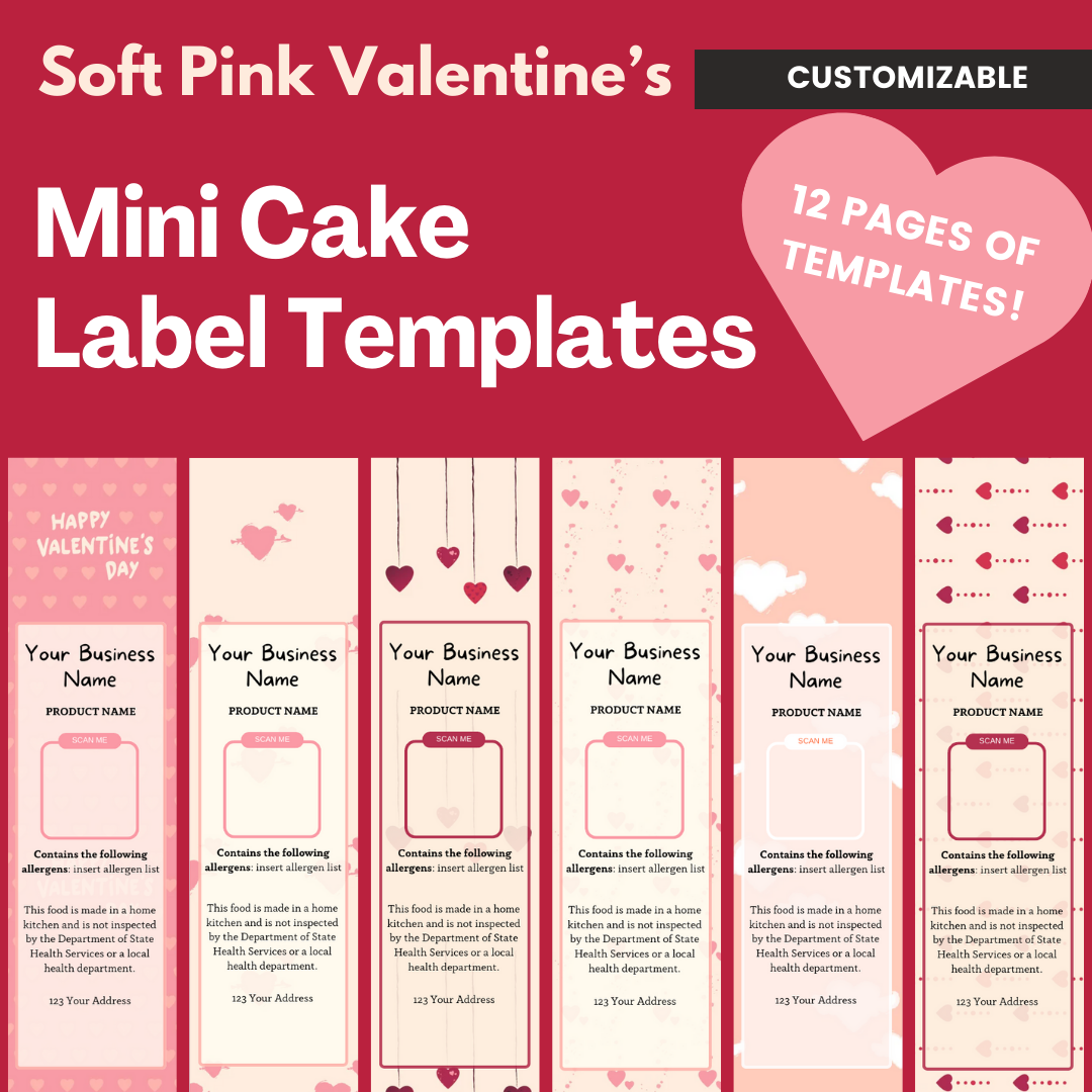 Soft Pink Valentine's Mini Cake Label Templates