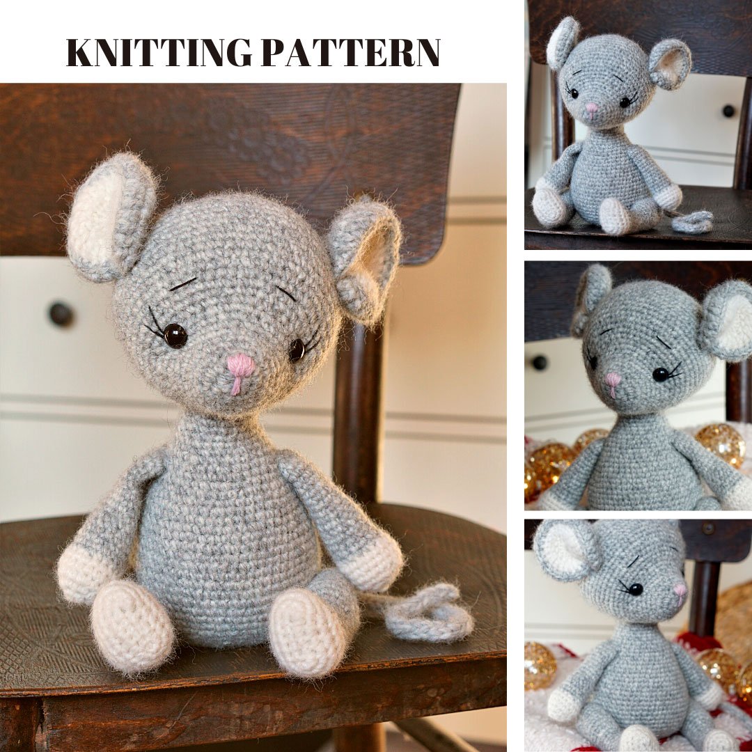 Knitting Toys Pattern - MOUSE (13''/23cm)