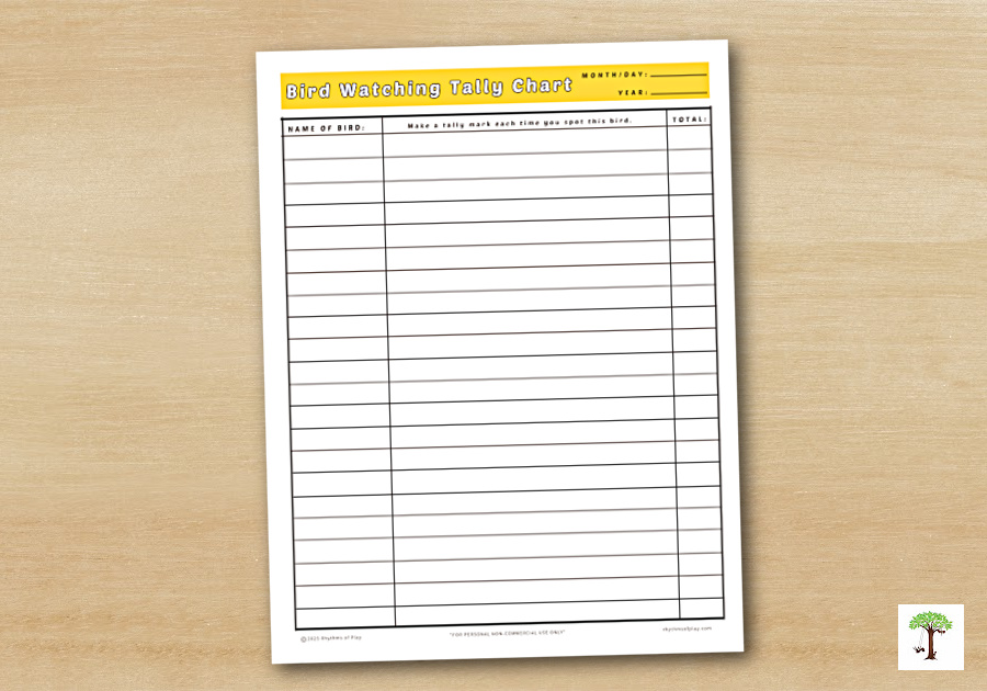 Bird Watching Tally Chart