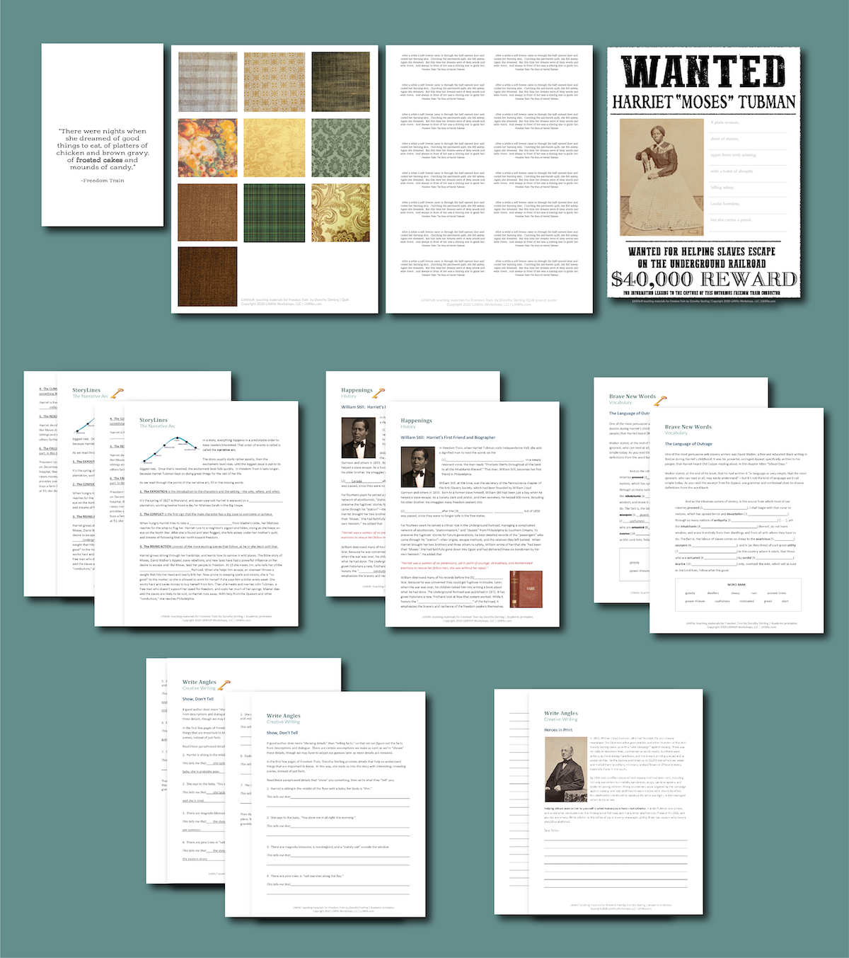 LitWits Printables for FREEDOM TRAIN: THE STORY OF HARRIET TUBMAN