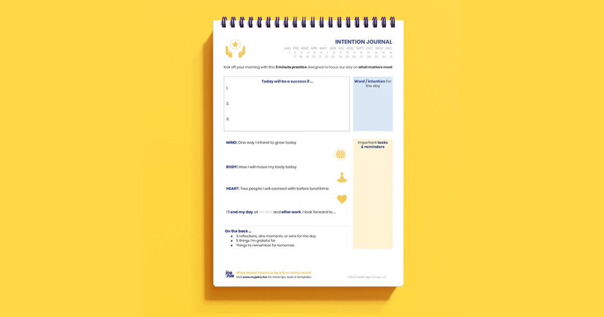 Daily Intention Journal template (free PDF)