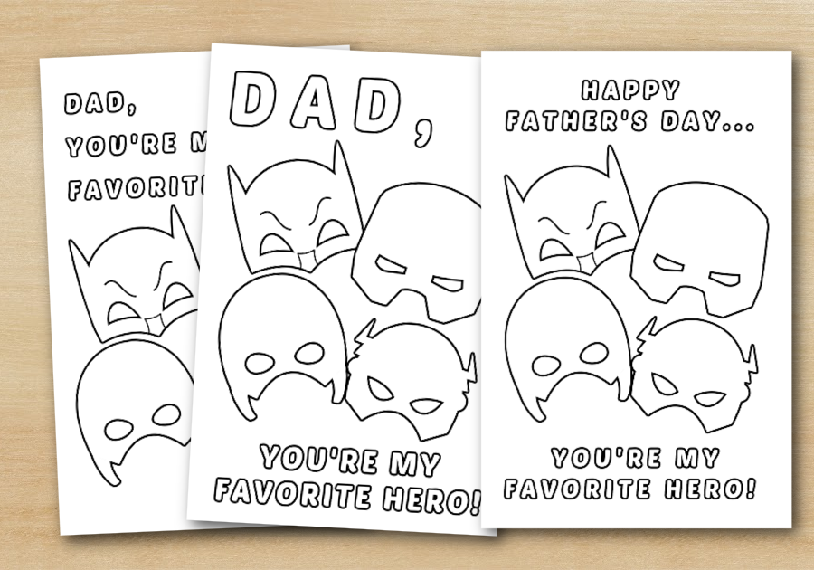 Favorite Hero Printable Father's Day Cards to Color for Dad
