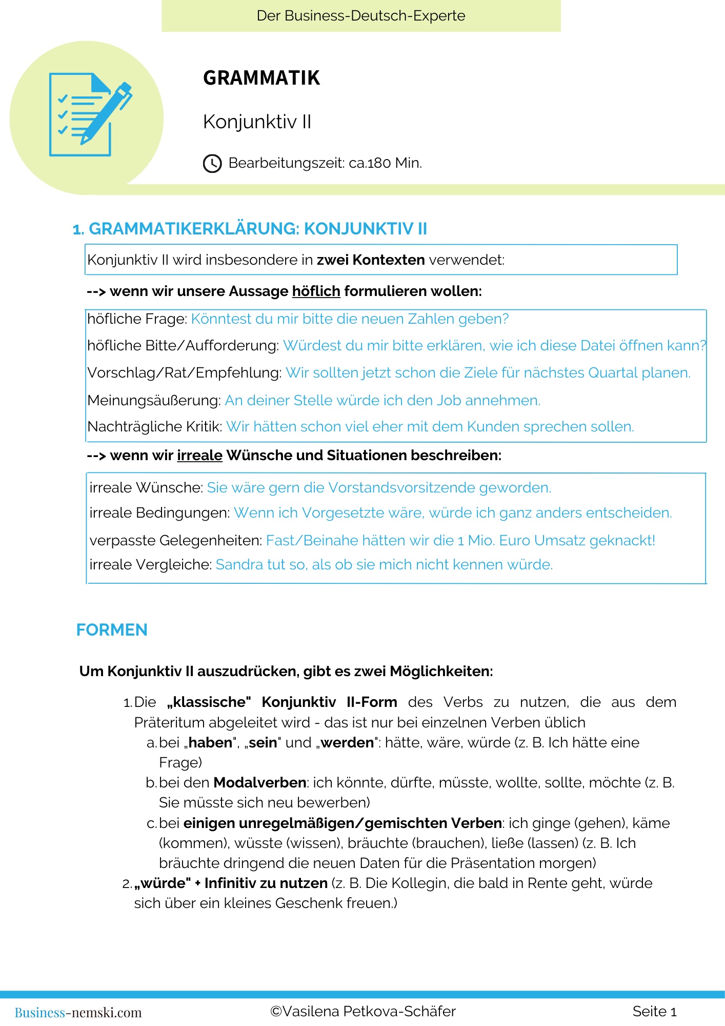 Interaktive Grammatik-Hefte