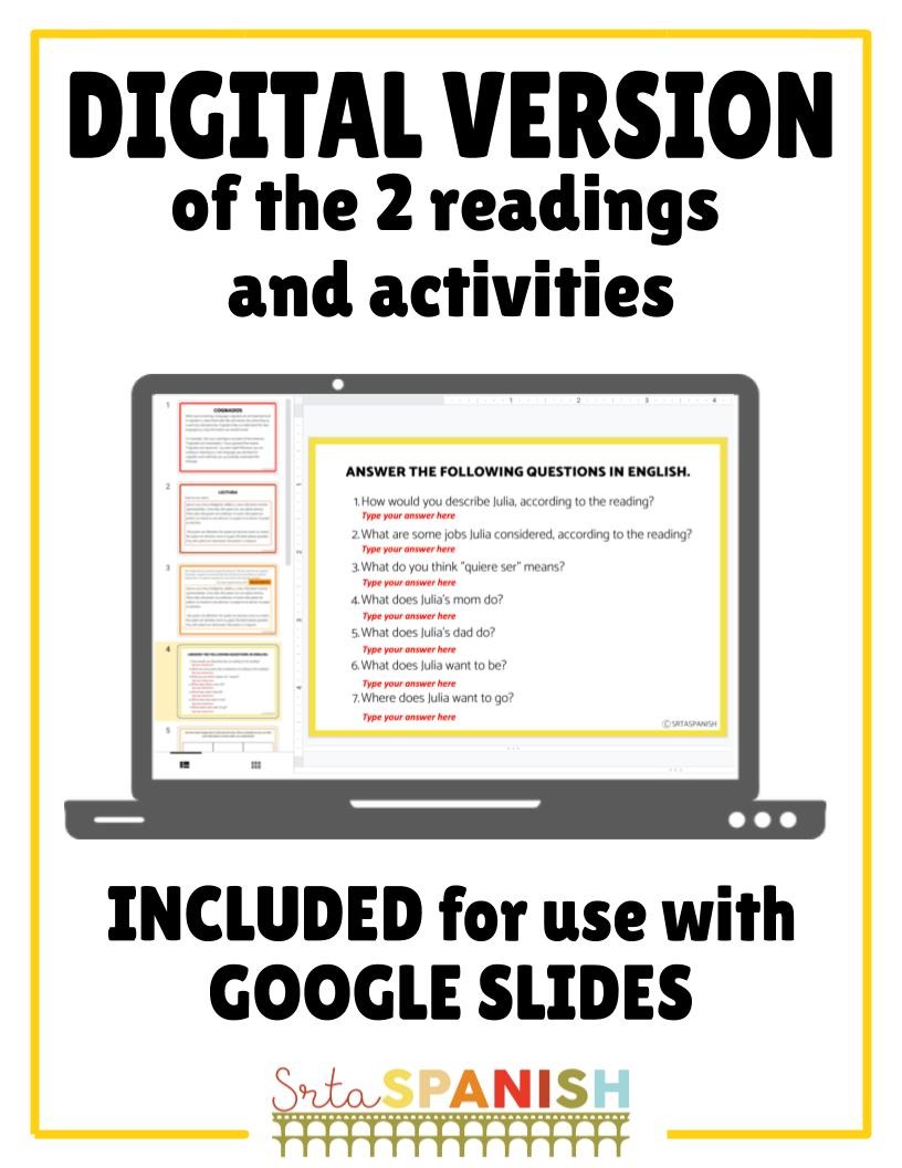 Spanish Cognates Reading Activities with Digital Version