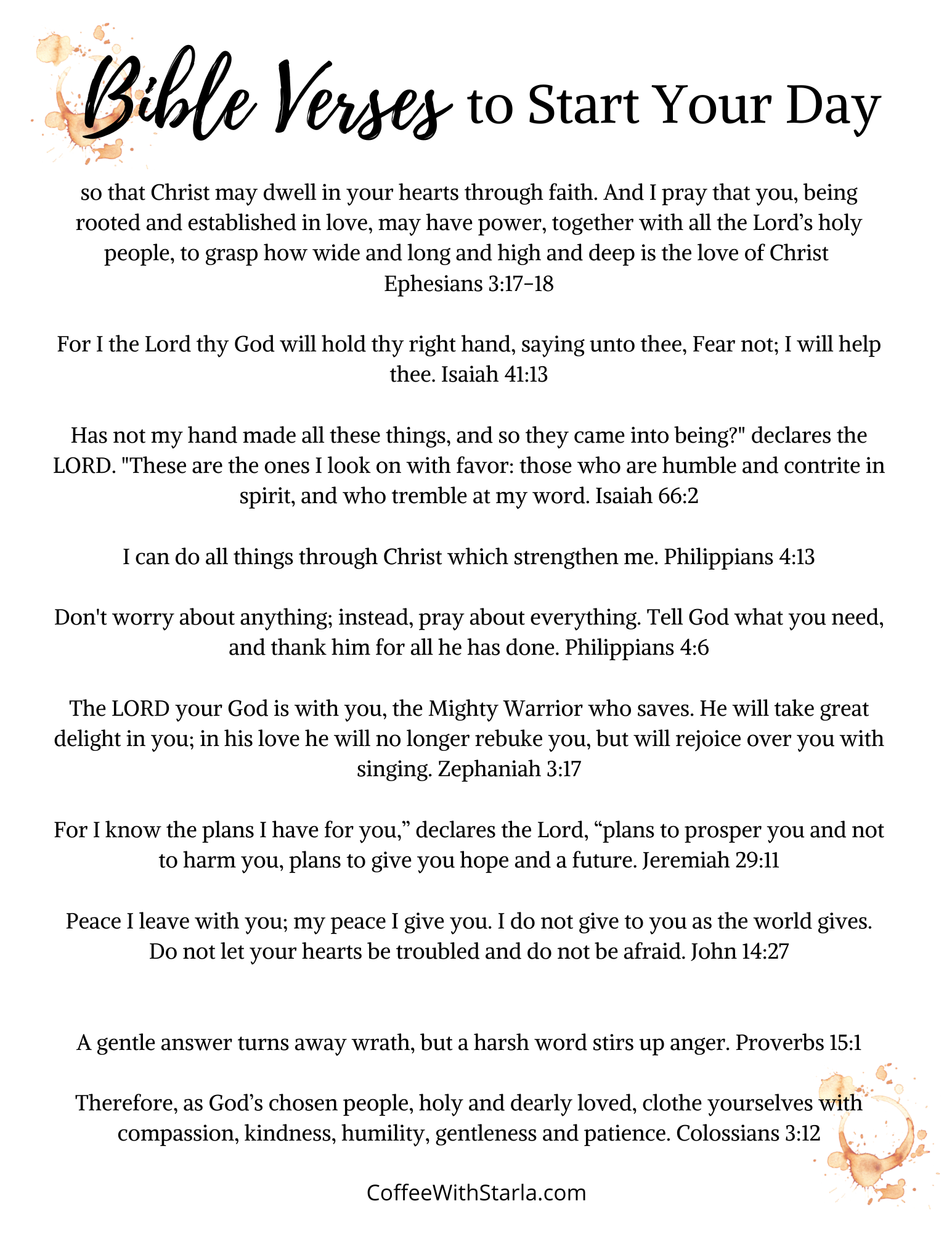 Bible Verses To Start Your Day Printable