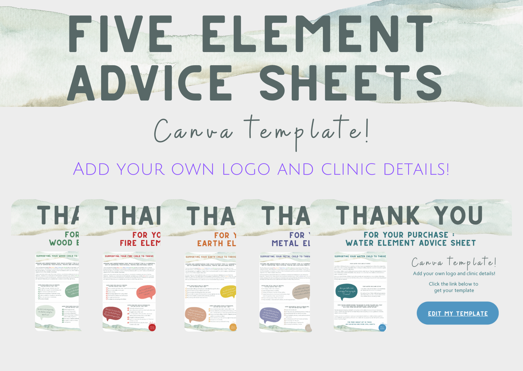 Five Element Advice Sheets | Canva Editable Templates